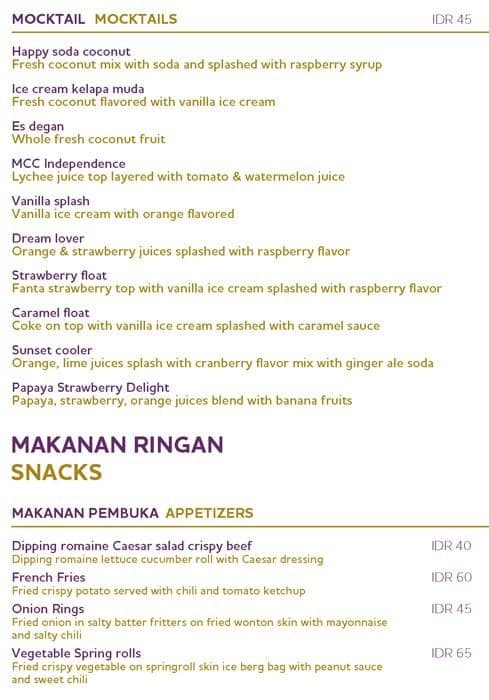 Menu at Nelayan Bar, Jakarta, 14430 Jakarta Utara