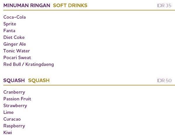 Menu at Nelayan Bar, Jakarta, 14430 Jakarta Utara