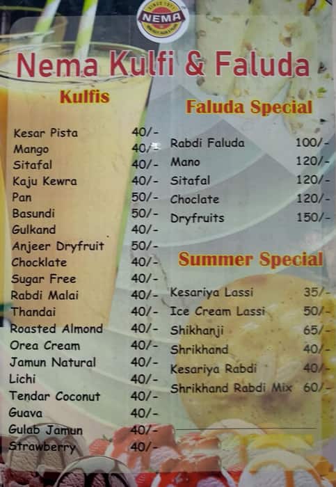 Menu at Nema Gajak & kulfi, Indore, 11