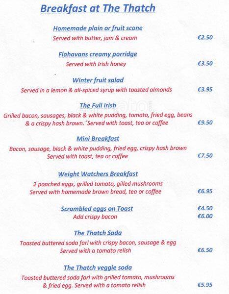 Menu at The Thatch Coffee House & Wine Bar, Rush