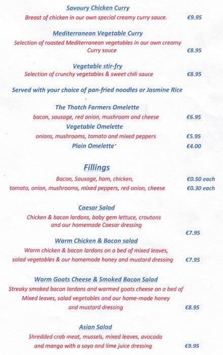 Menu at The Thatch Coffee House & Wine Bar, Rush