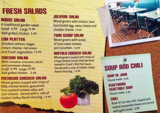 Menu at Elgin Street Diner restaurant, Ottawa, 374 Elgin St