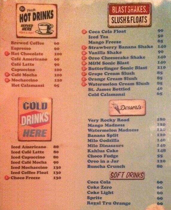 Menu at Cafe Racer, Mandaue City