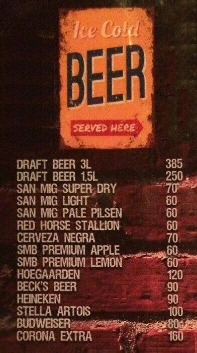 Menu at Cafe Racer, Mandaue City