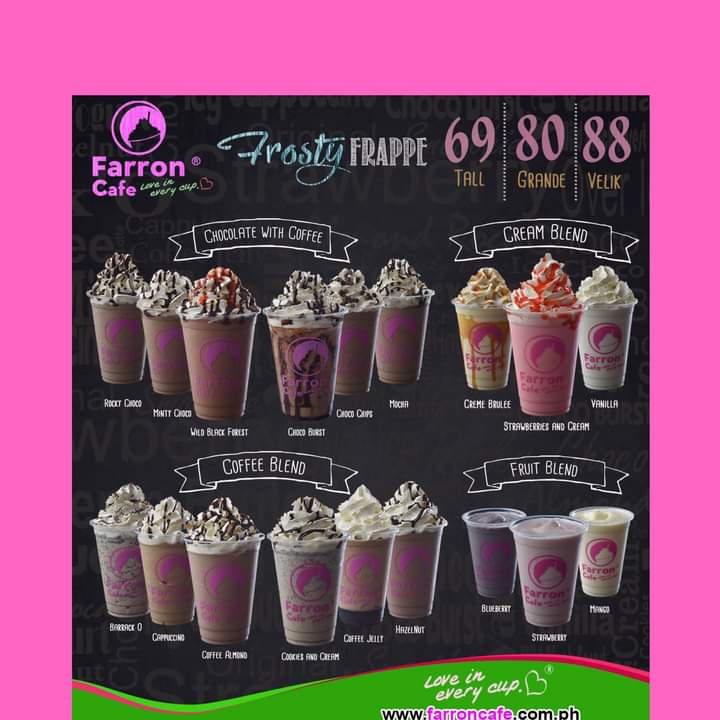 Menu at Farron Cafe, Manila, SM City San Lazaro