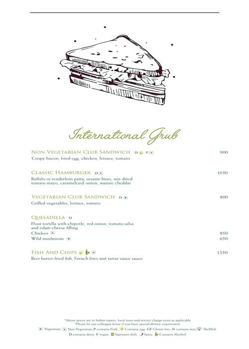 Menu at The Lobby Lounge - Shangri-La Hotel, Bengaluru