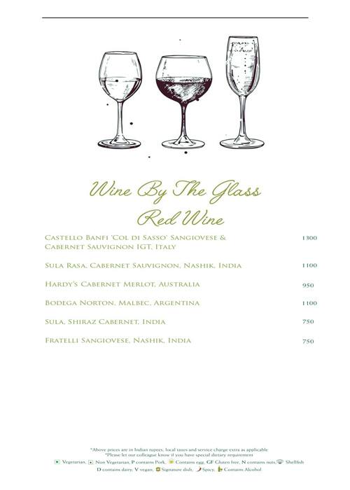 Menu at The Lobby Lounge - Shangri-La Hotel, Bengaluru