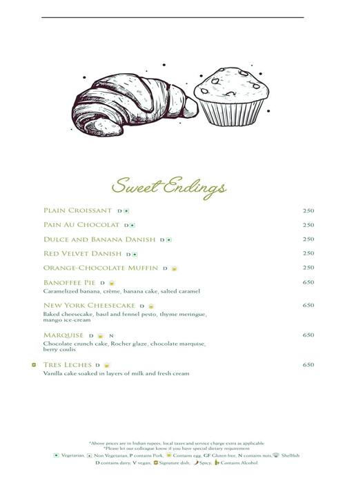 Menu at The Lobby Lounge - Shangri-La Hotel, Bengaluru