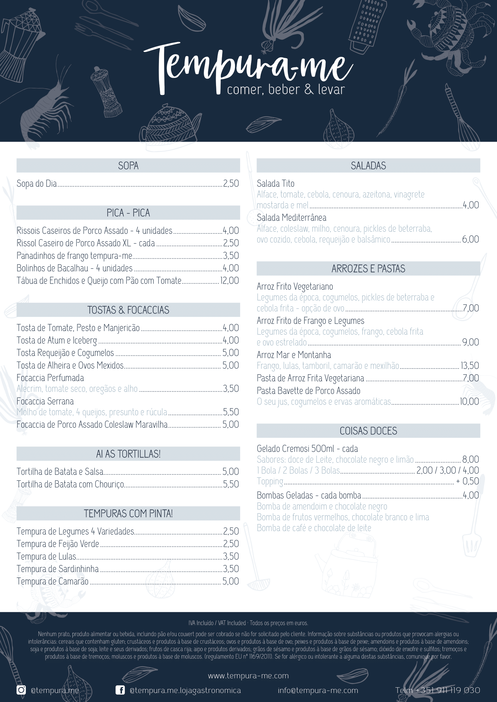 Menu at MONTEEN restaurant, Porto