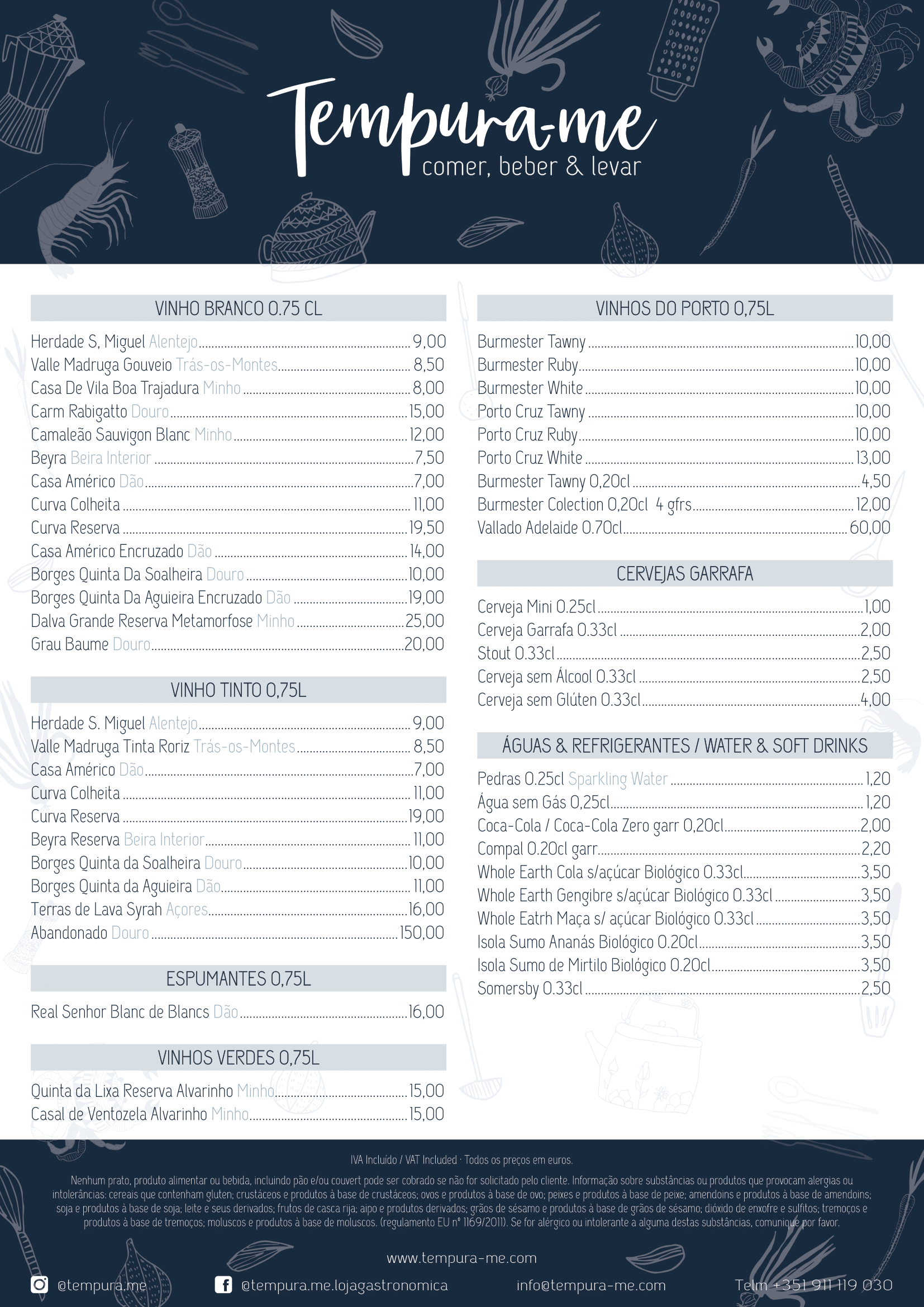 Menu at MONTEEN restaurant, Porto
