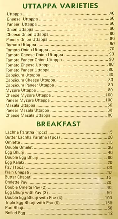 Menu of Kings Cafe, Ulwe, Navi Mumbai