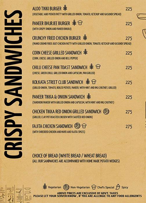 Menu at Rasam, Kolkata, Salt Lake