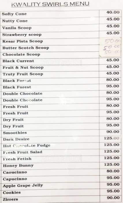 Menu at Kwality Wall’s Frozen Dessert and Ice Cream Shop, Bhubaneswar, 10