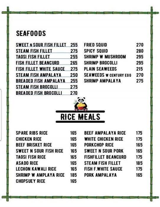 Menu at Hungry Panda restaurant, Quezon City, Don Jose
