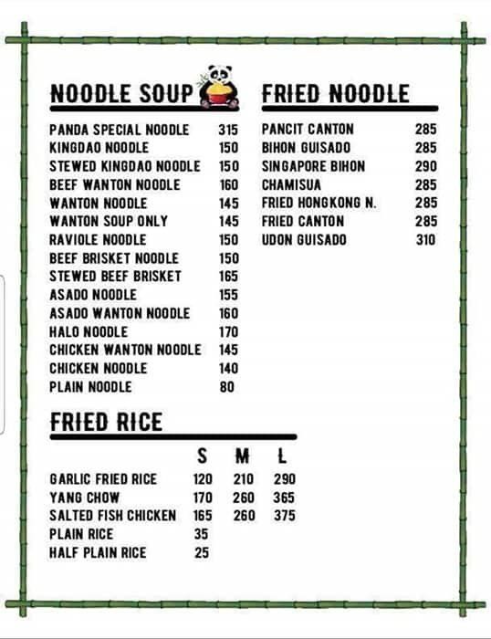 Menu at Hungry Panda restaurant, Quezon City, Don Jose