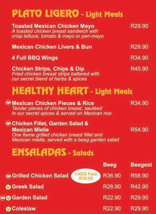 Speisekarte von Mochachos Chicken Villages restaurant, Kapstadt, Parow ...