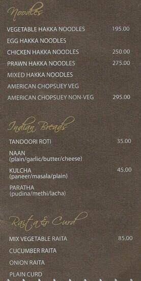 Menu at Finz, Hyderabad, Ebony Boutique Hotel