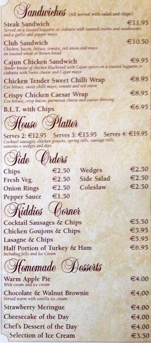 Menu at Eleanora's Bar & Lounge, Dublin