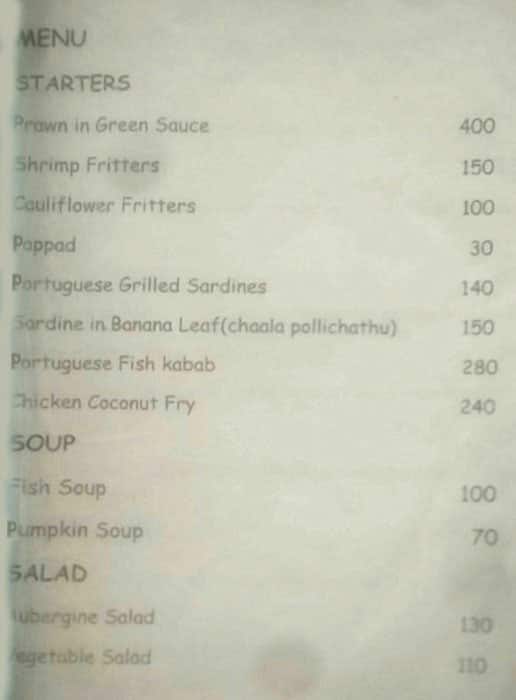 Oceanos Menu, Menu for Oceanos, Fort Kochi, Kochi - Zomato