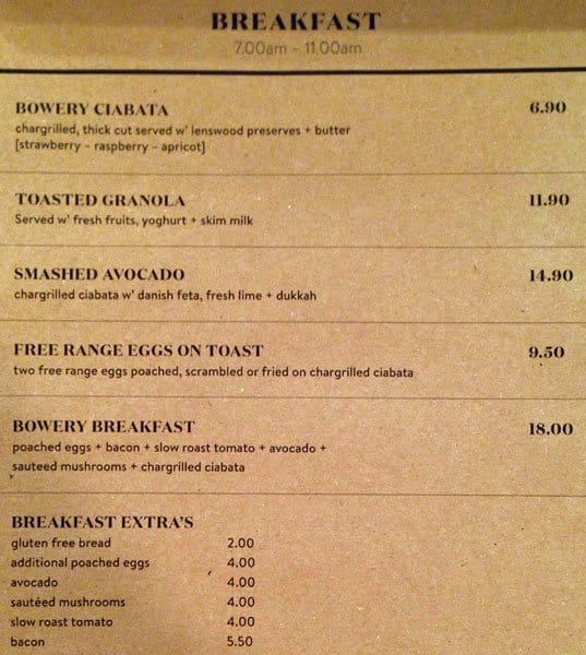 The Bowery Italian Kitchen & Diner Menu - Urbanspoon/Zomato