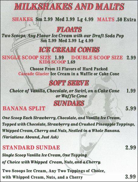 Menu at Main St Dairy Freeze restaurant, Sumner