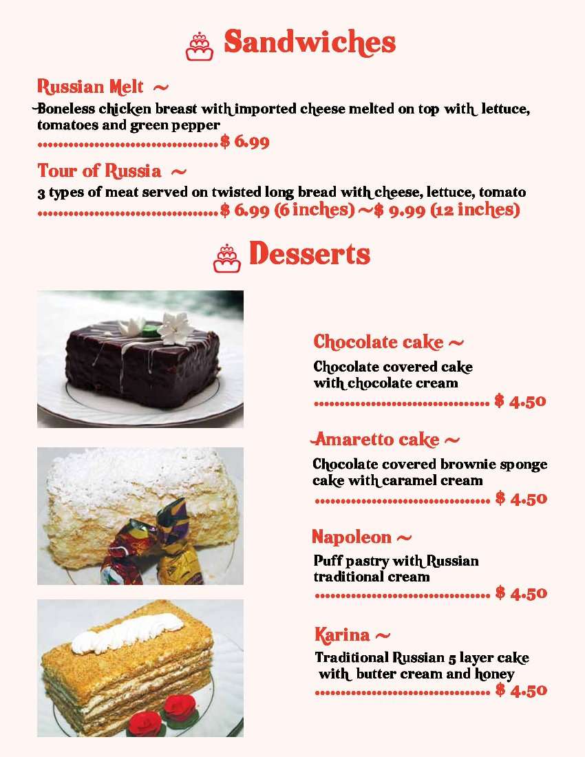 Menu at Lacomka Bakery & Russian Store - Orlando FL, Winter Park