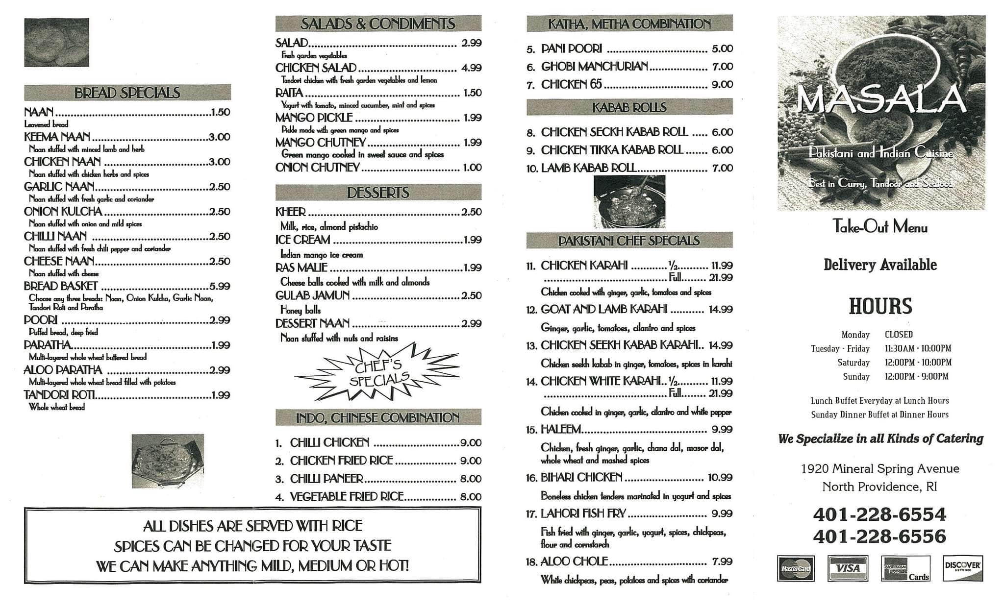 Masala Indian Cuisine Menu, Menu for Masala Indian Cuisine, North ...