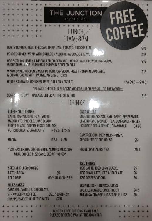 Menu at Sushi Junction restaurant, Lane Cove