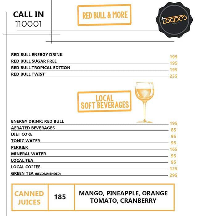 Menu of Local, Connaught Place, New Delhi