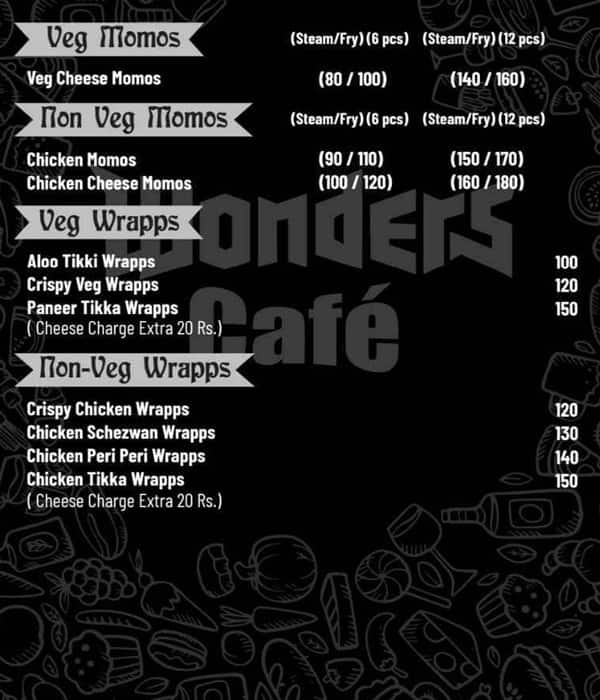 Menu at Wonders Café, Navi Mumbai