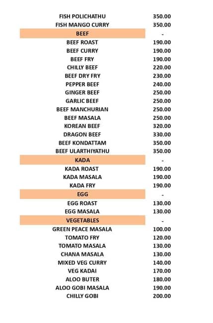 Menu at Alankar Hot Grill restaurant, Thrissur