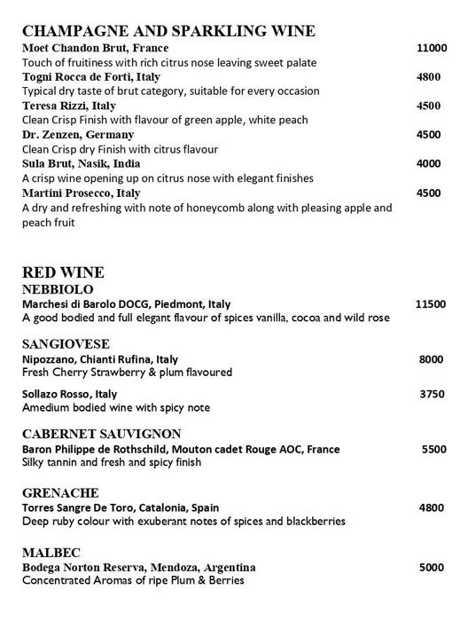 Menu at Crowne Plaza Greater Noida, Greater Noida