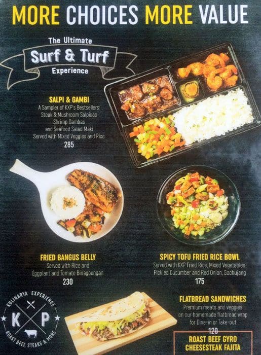 Menu at Kulinarya Experience restaurant, Muntinlupa, C29M+JR3