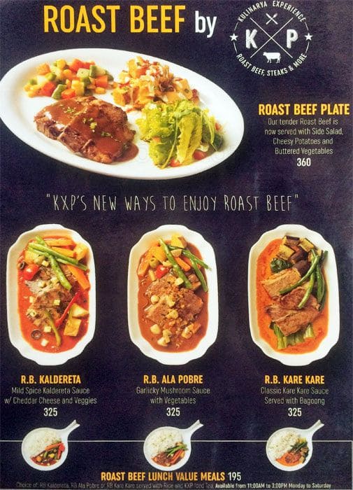 Menu at Kulinarya Experience restaurant, Muntinlupa, C29M+JR3
