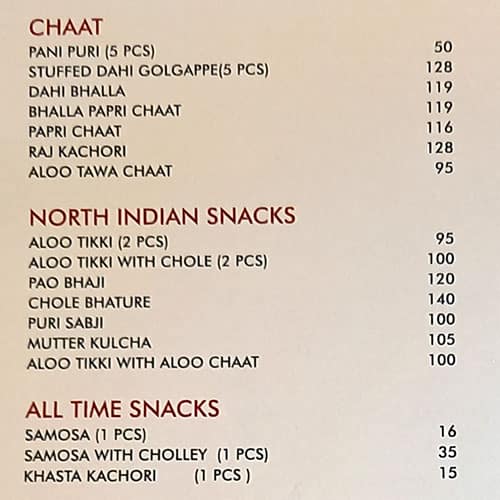 Menu of Gulab, Pitampura, New Delhi