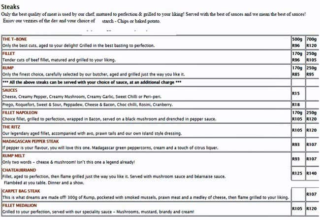 Menu at Rusty Hook pub & bar, Roodepoort