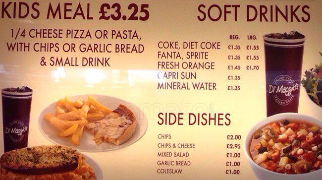 Menu at Di Maggios pizzeria, Glasgow