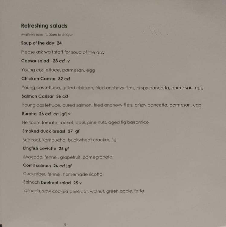 Menu at Coffee Shop Sheraton restaurant, Sydney