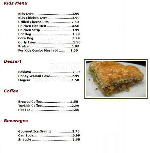 Menu at Greek Express restaurant, Bellevue, Main St