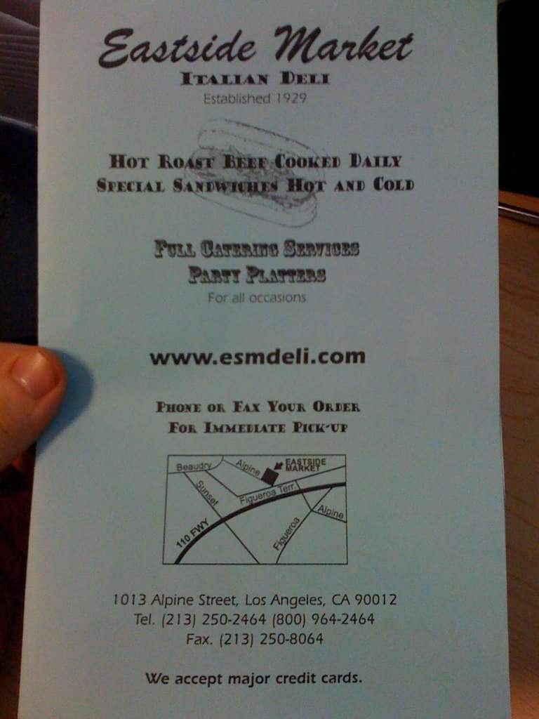 Eastside Market Italian Deli Menu - Urbanspoon/Zomato