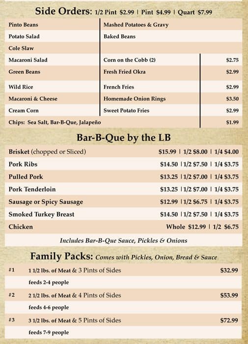 Menu at Red River Bar-B-Que & Grill, League City, E Main St B