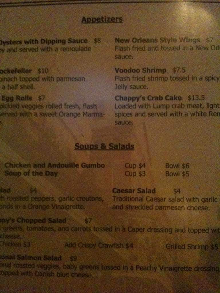 Chappy's Menu, Menu for Chappy's, Downtown St Petersburg, Tampa Bay ...