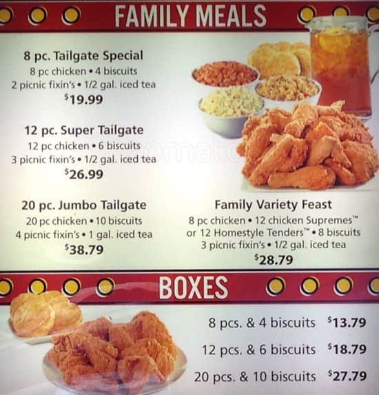 Menu at Bojangles fast food, Charlotte, 231 E Woodlawn Rd