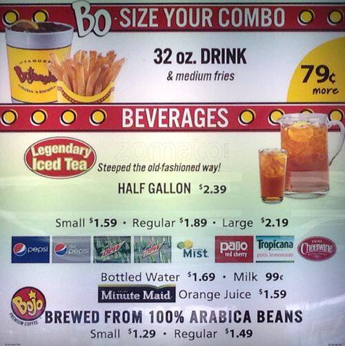 Menu at Bojangles fast food, Charlotte, 231 E Woodlawn Rd