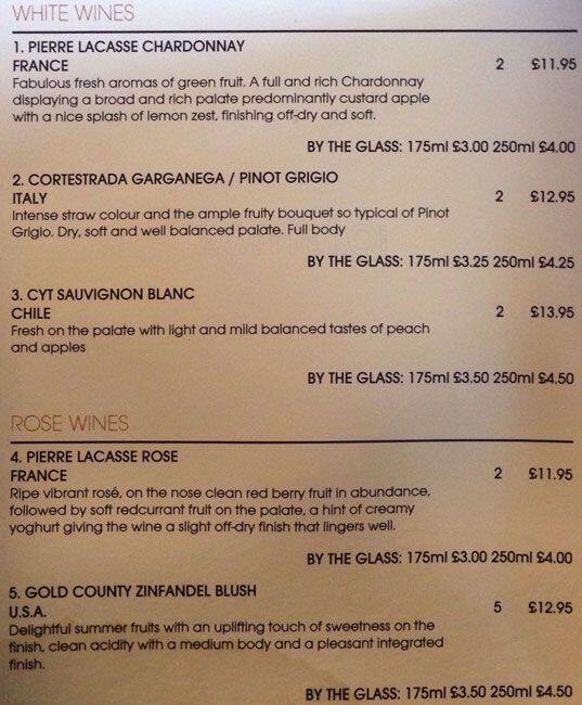 Menu at The Chandos pub & bar, London, 56 Brockley Rise