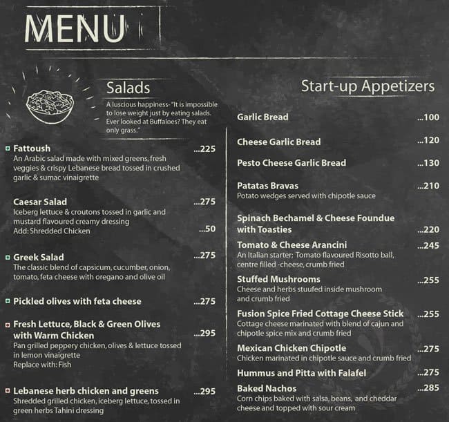 Van Lavino Menu, Menu v reštaurácii Van Lavino, Jubilee Hills ...