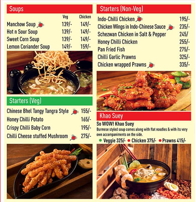 Menu of WOW! China, Netaji Subhash Place, New Delhi
