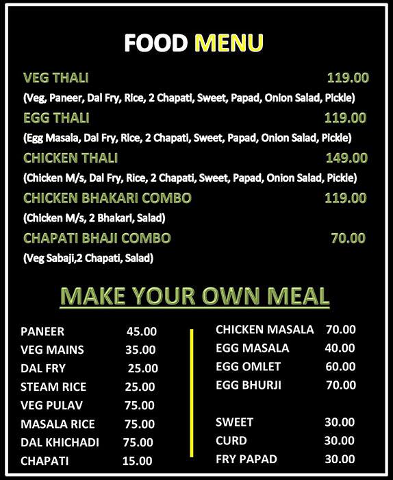 Menu of Thali Express By Pooja, Wakad, Pune