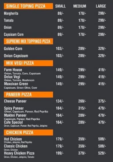 Menu of The Full Moon Cafe, Nangloi, New Delhi