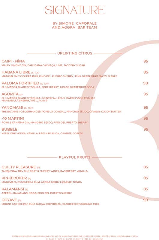 Menu of Agora Cocktail Bar & Social Club, Downtown Dubai, Dubai